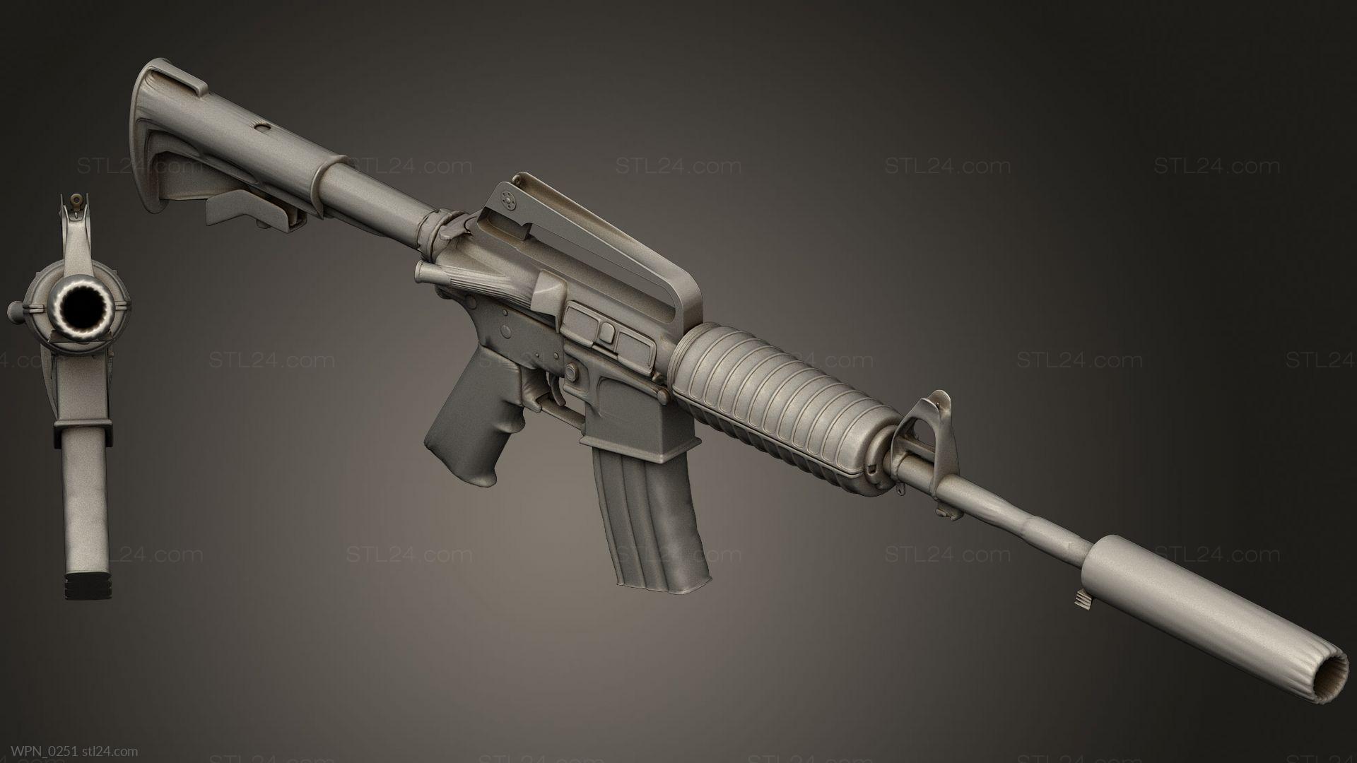 Weapon - M4 A1, WPN_0251. 3D stl model for CNC